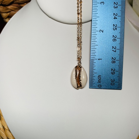 Accessories | Natural Cowrie Shell Pendant Necklace Edged In Gold ...